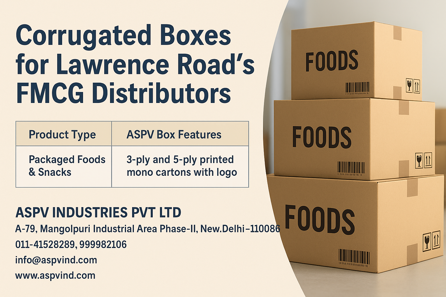 Corrugated Boxes for Lawrence Road’s FMCG Distributors – aspvind